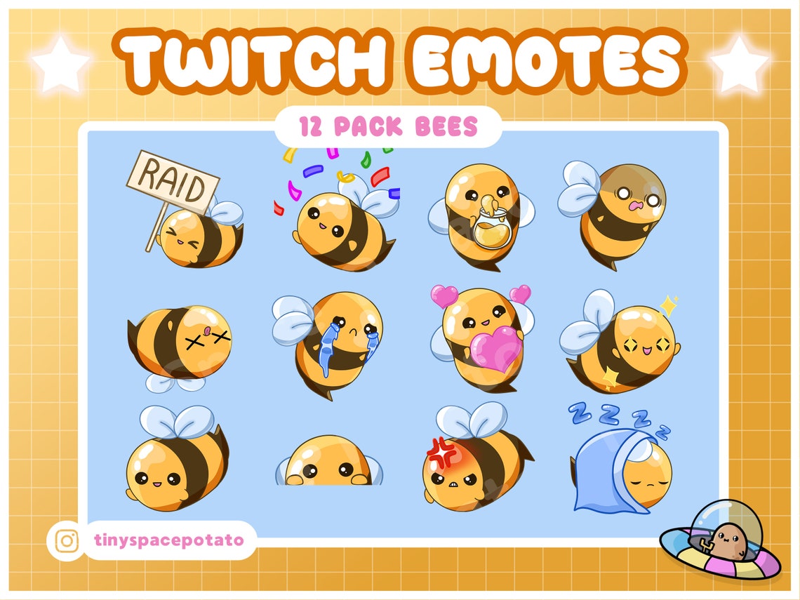 Twitch Emotes Pack Honey Bee (SET OF 12) Emotes Bundle Twitch Emotes ...
