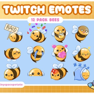 Twitch Emotes Pack Honey Bee (SET OF 12) Emotes Bundle Twitch Emotes ...