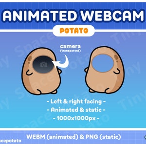 Webcam Overlay Animated Potato Funny Twitch Webcam Border Vtuber Assets ...