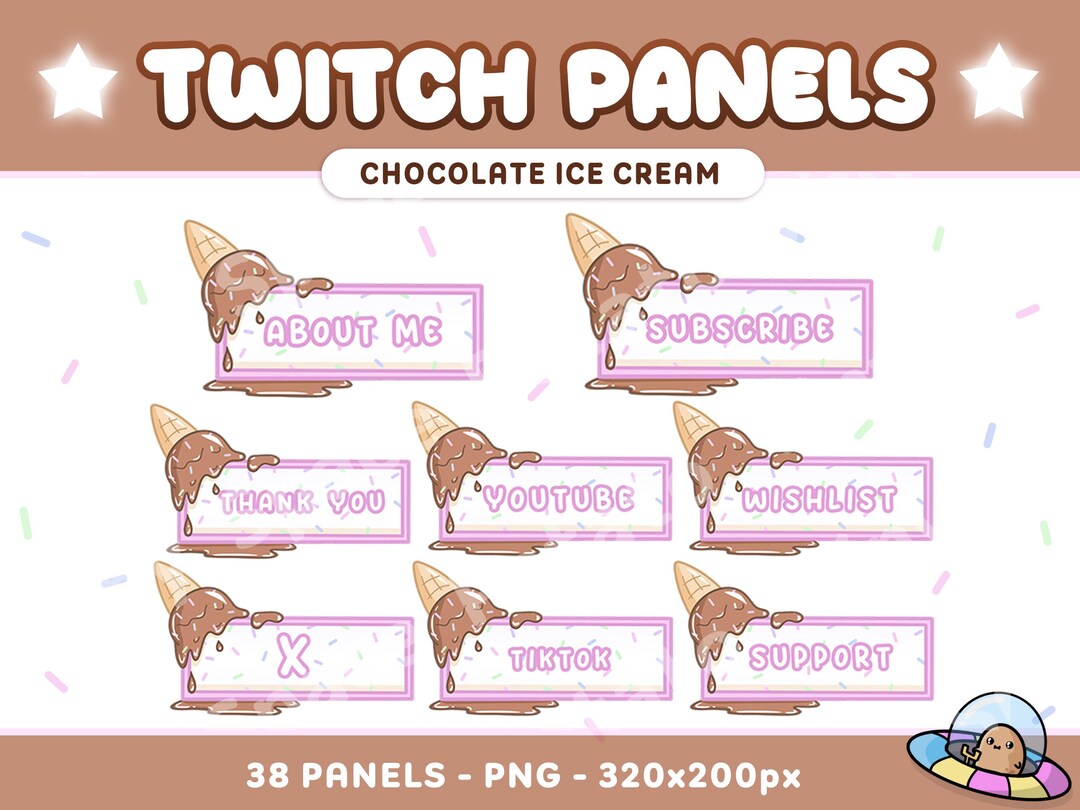 Twitch Panels Chocolate Ice Cream (SET OF 38) Stream Panels Dessert ...
