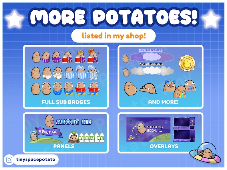 Twitch Sub Badges Twitch Emotes Stream Decoration Potatoes in Clothes ...