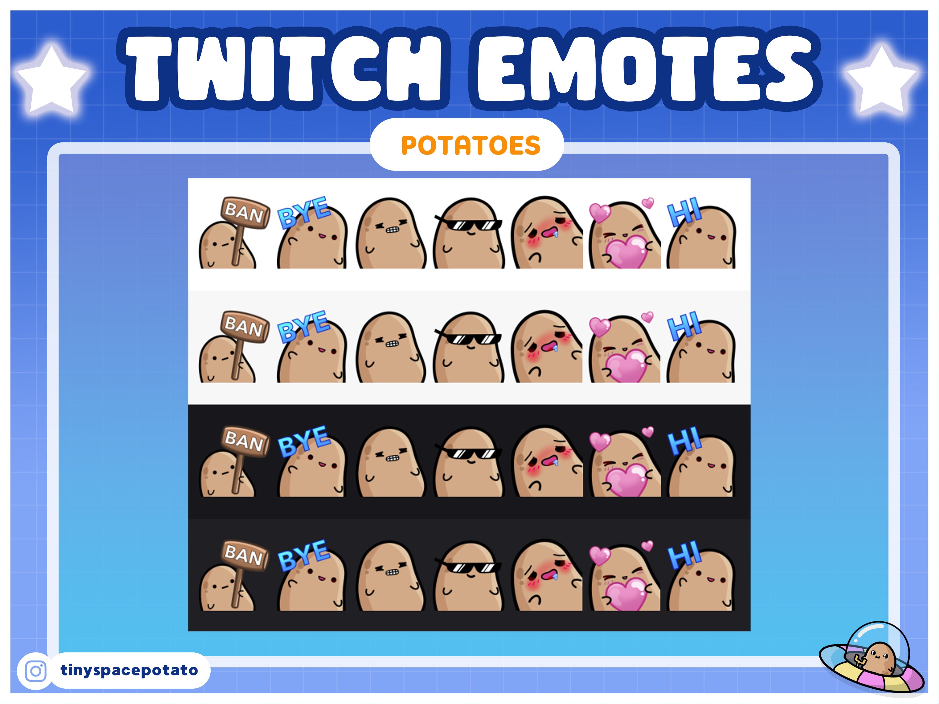 Twitch Emotes Pack Potato (SET OF 15) Emotes Bundle Twitch Emotes ...