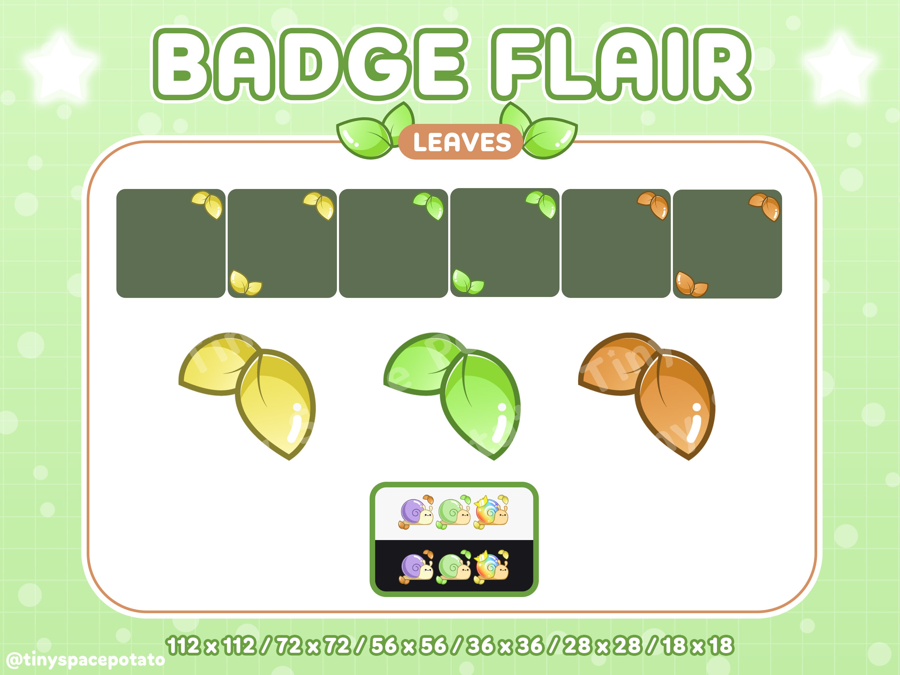 Twitch Badge Flair Leaves (SET OF 6) Cute Leaf Sub Badge Flair Cottage ...