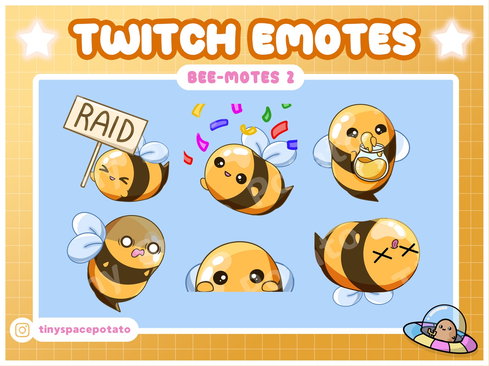 Cute Twitch Emotes Pack Bees (SET OF 6) Custom Twitch Emotes for Vtuber ...