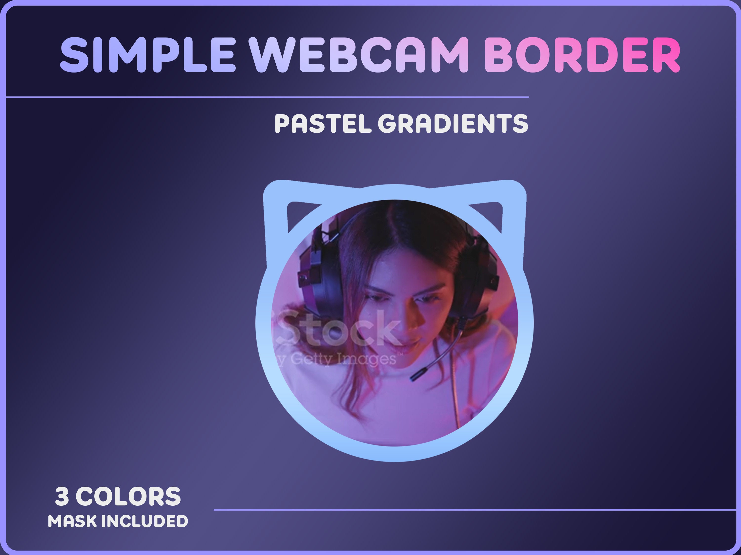 Webcam Overlay Cat Simple Minimalist set of 3 Webcam Border Plain ...