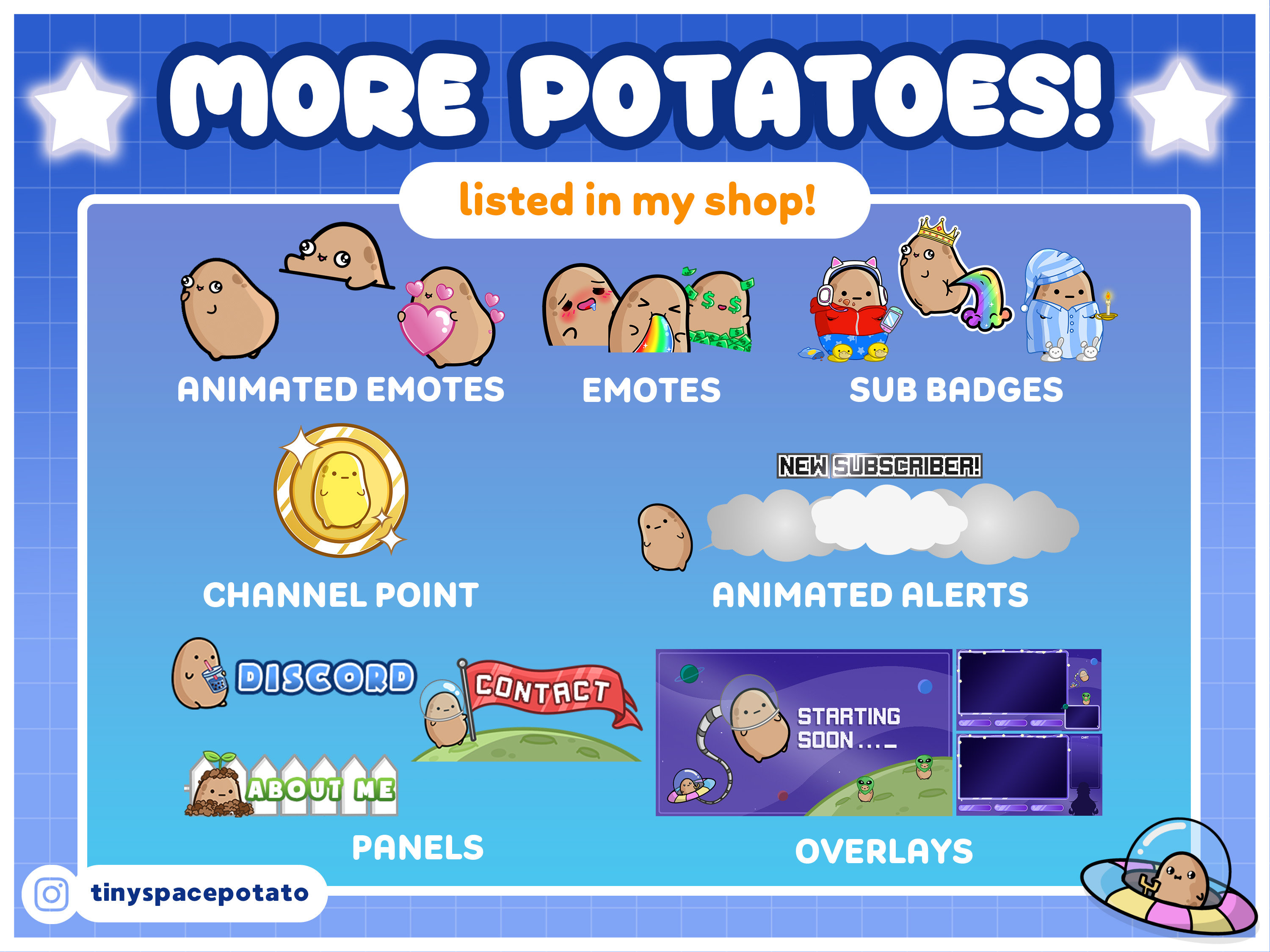 Webcam Overlay Animated Potato Funny Twitch Webcam Border Vtuber Assets ...