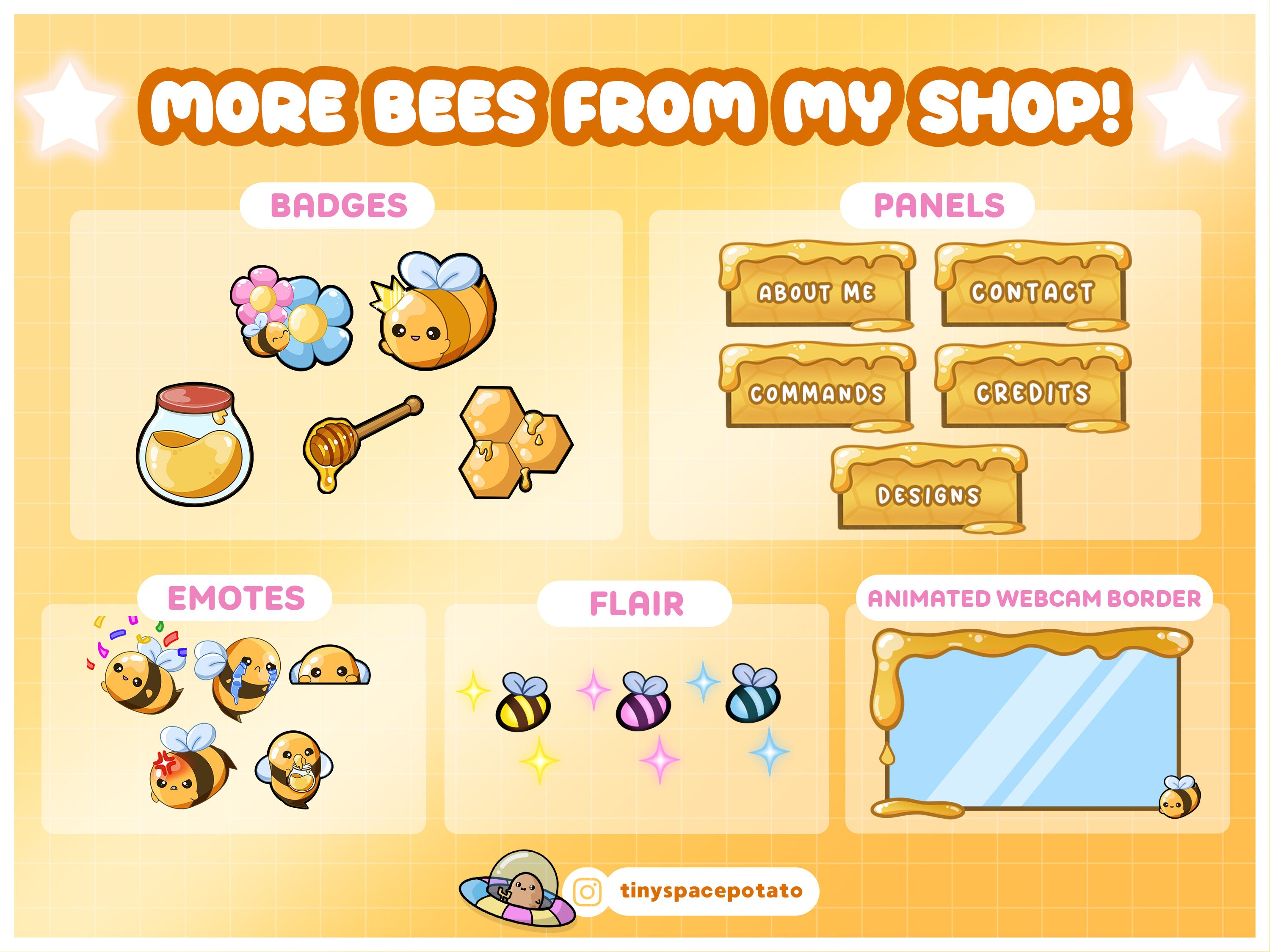 Twitch Emotes Pack Honey Bee (SET OF 12) Emotes Bundle Twitch Emotes ...
