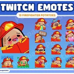 Twitch Emotes Pack Firefighter Potato (SET OF 15) Emotes Bundle Twitch ...