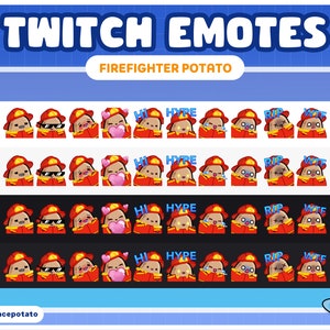 Twitch Emotes Pack Firefighter Potato (SET OF 15) Emotes Bundle Twitch ...