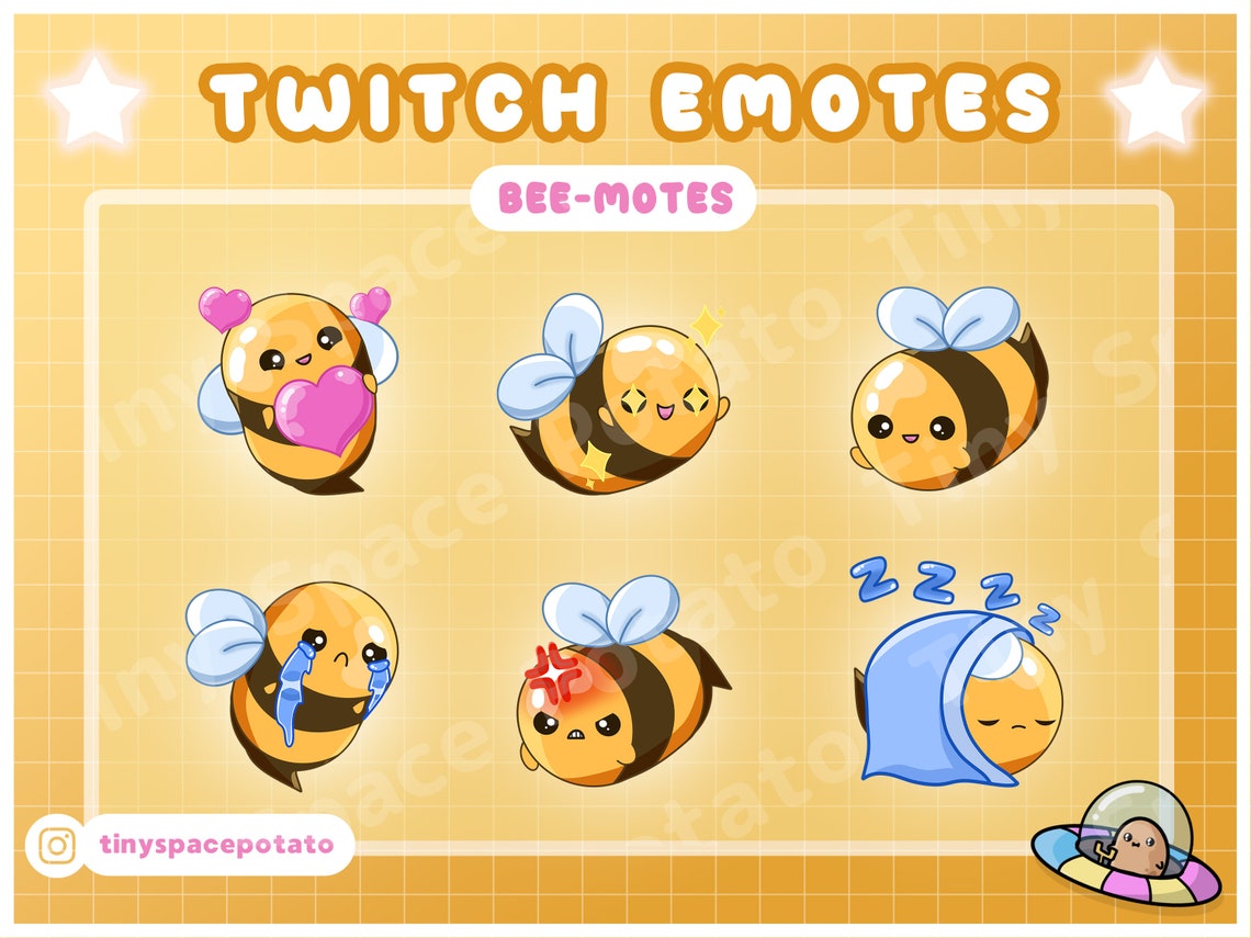 Cute Twitch Emotes Pack Honey Bees SET OF 6 Twitch Stream - Etsy