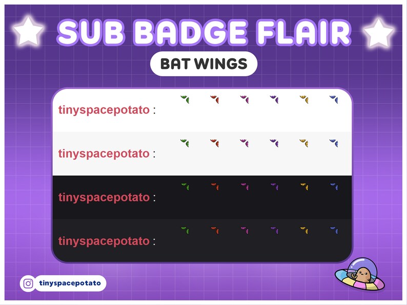 Twitch Badge Flair Bat Wings Spooky (SET OF 12) Sub Badge Flair Twitch ...