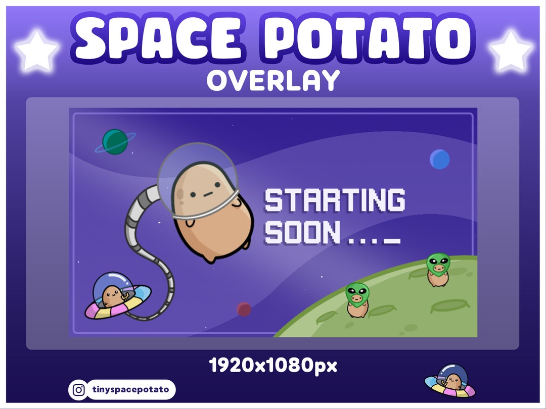 Twitch Overlay Animated Space Potato (OVERLAY ONLY) Purple Stream ...
