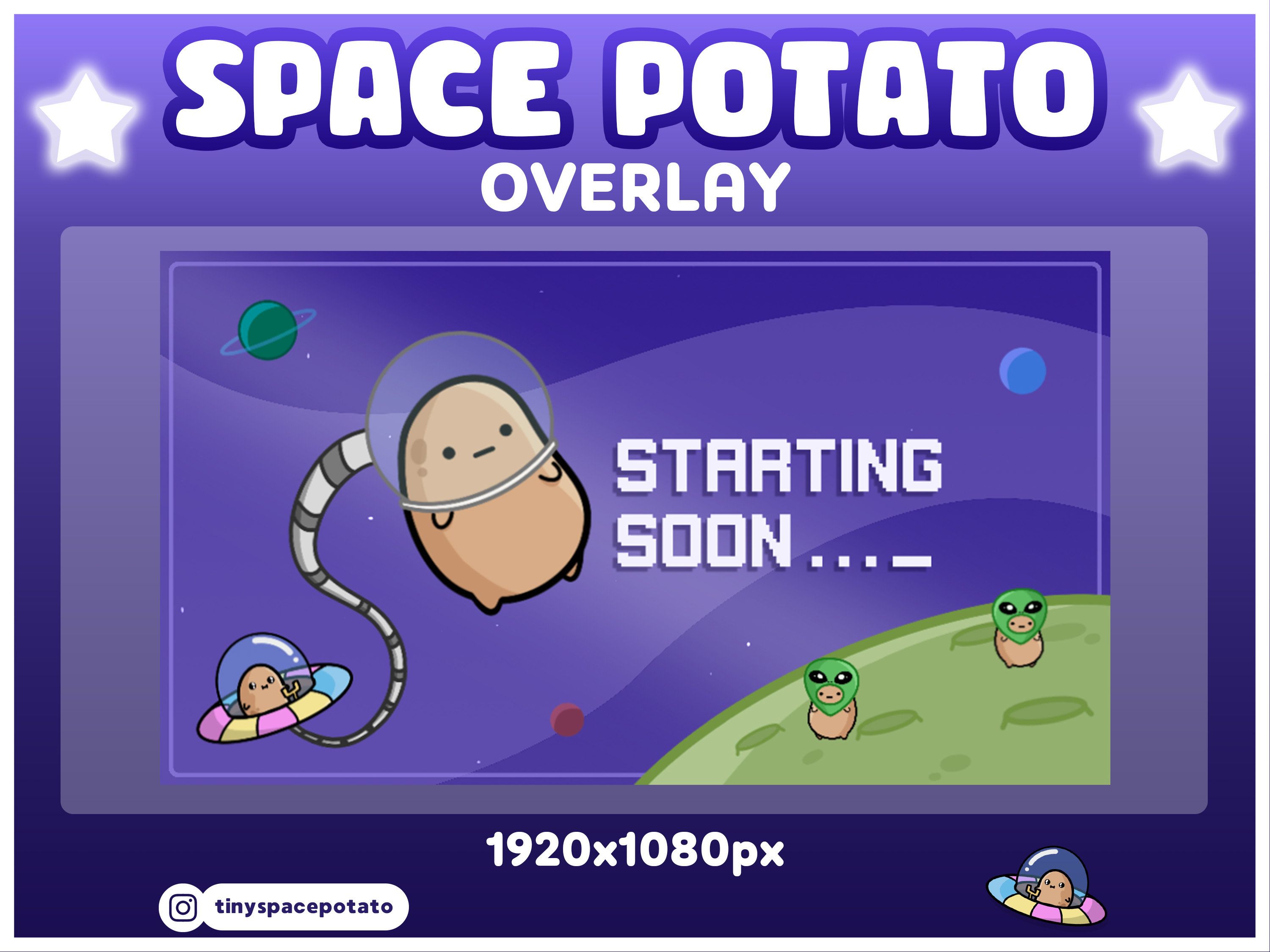 Twitch Overlay Animated Space Potato (OVERLAY ONLY) Purple Stream ...