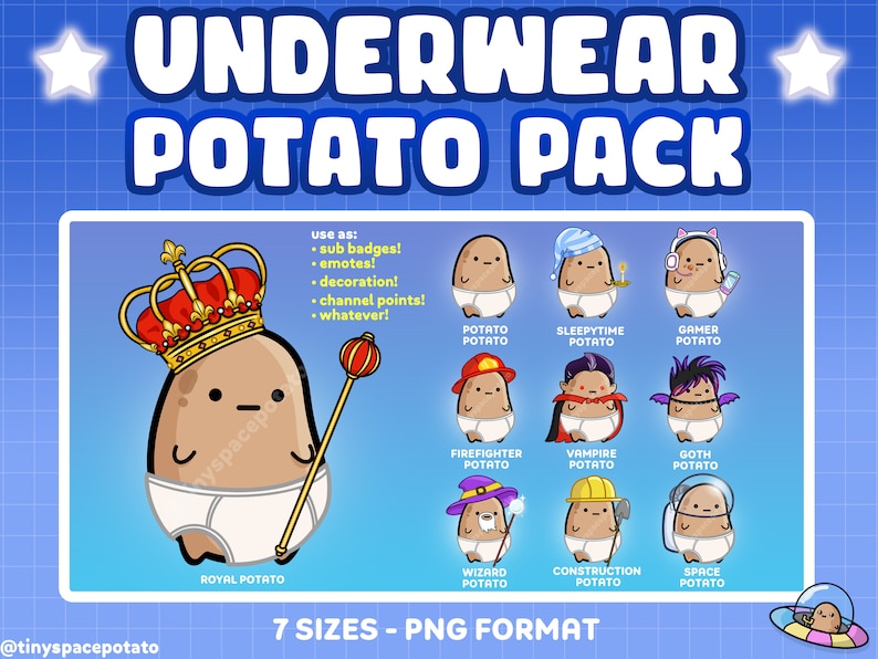 Twitch Sub Badges Twitch Emotes Stream Decoration Underwear Potatoes ...