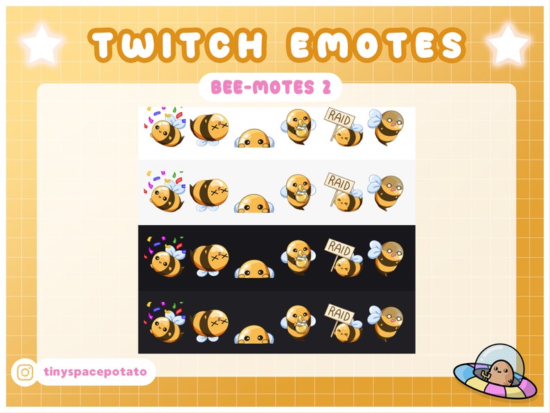Cute Twitch Emotes Pack Bees SET OF 6 Custom Twitch Emotes - Etsy