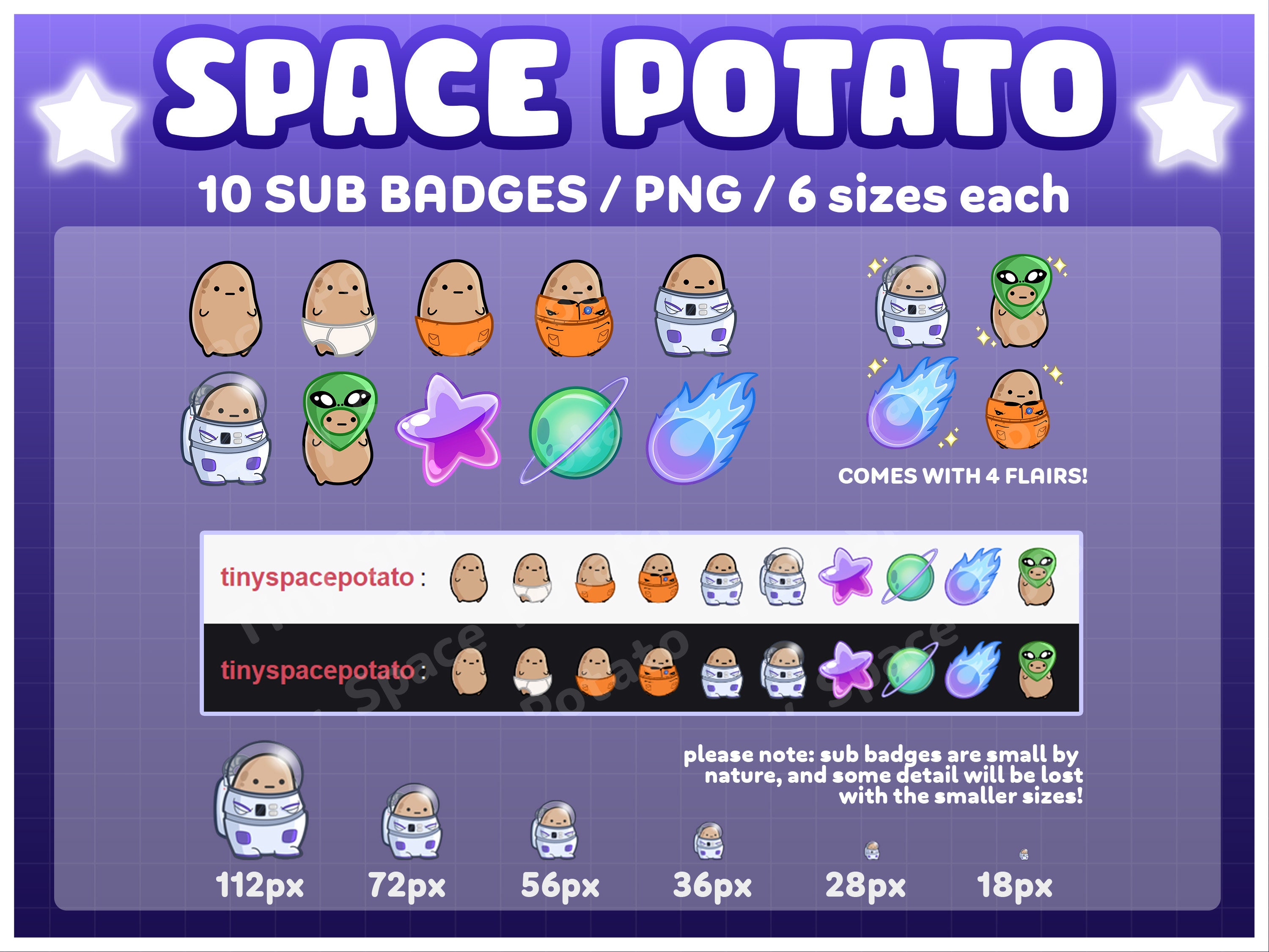 Twitch Overlay Package Animated Space Potato - Purple Stream Overlay ...