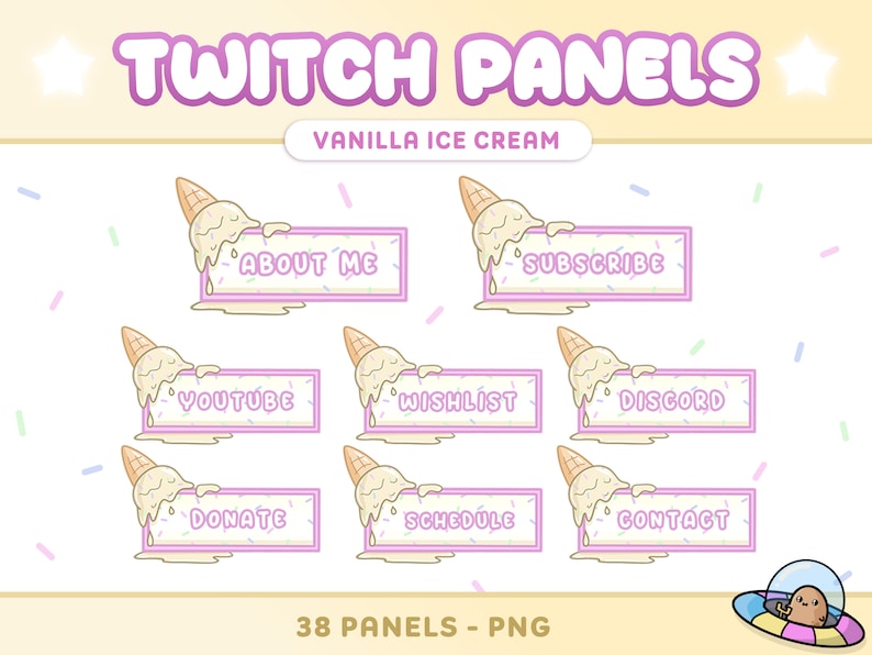 Twitch Panels Vanilla Ice Cream (SET OF 38) Stream Panels Dessert ...