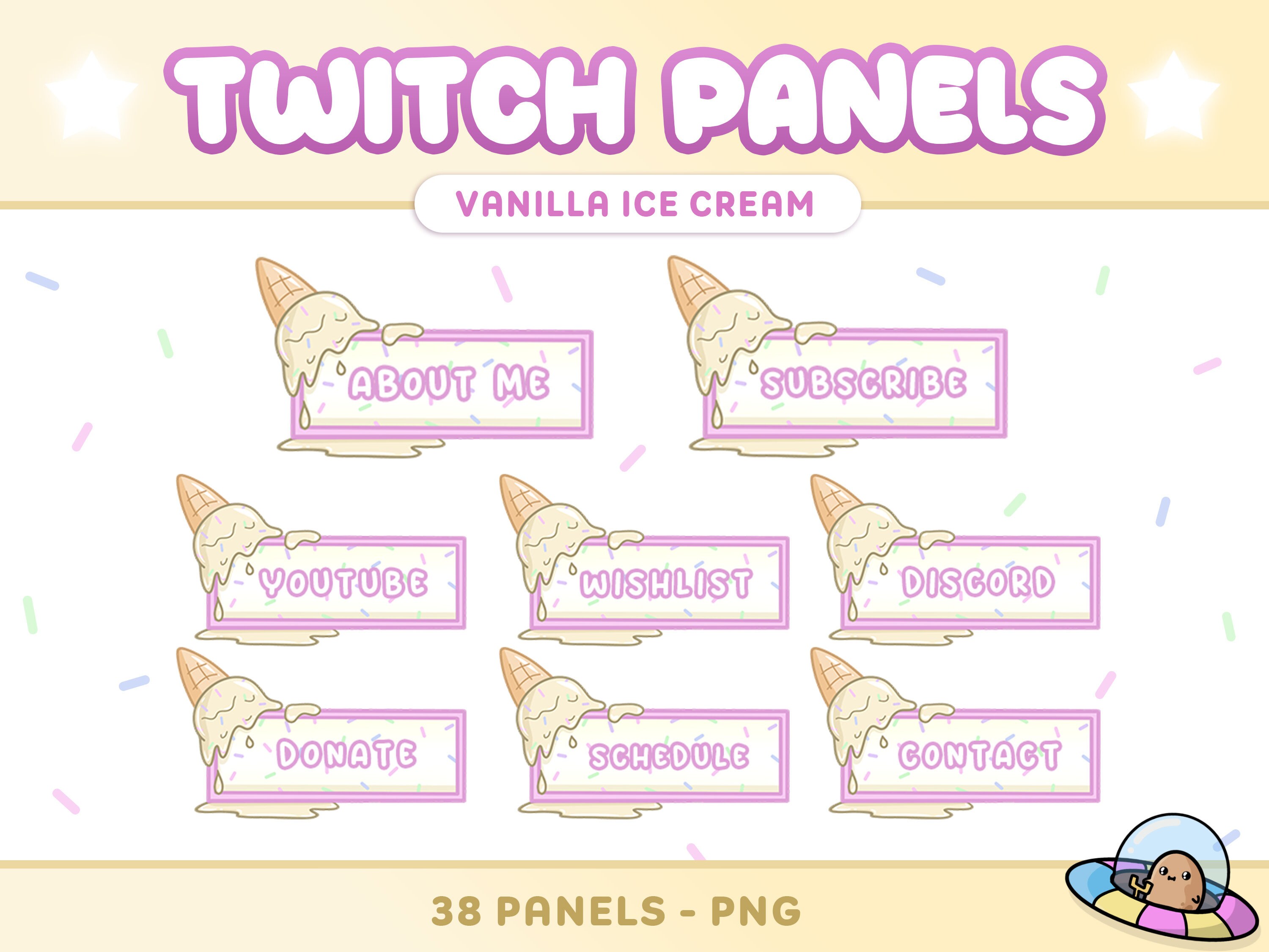 Twitch Panels Vanilla Ice Cream (SET OF 38) Stream Panels Dessert ...