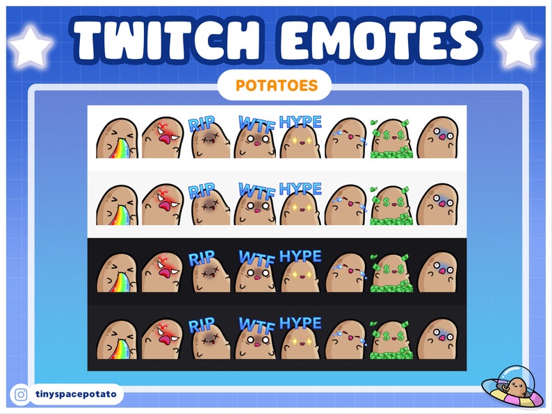 Twitch Emotes Pack Potato (SET OF 15) Emotes Bundle Twitch Emotes ...