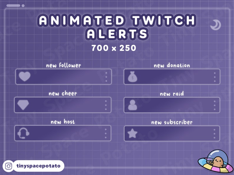 Animated Twitch Alerts Lofi Midnight Purple Glow Stream Alerts Cute ...