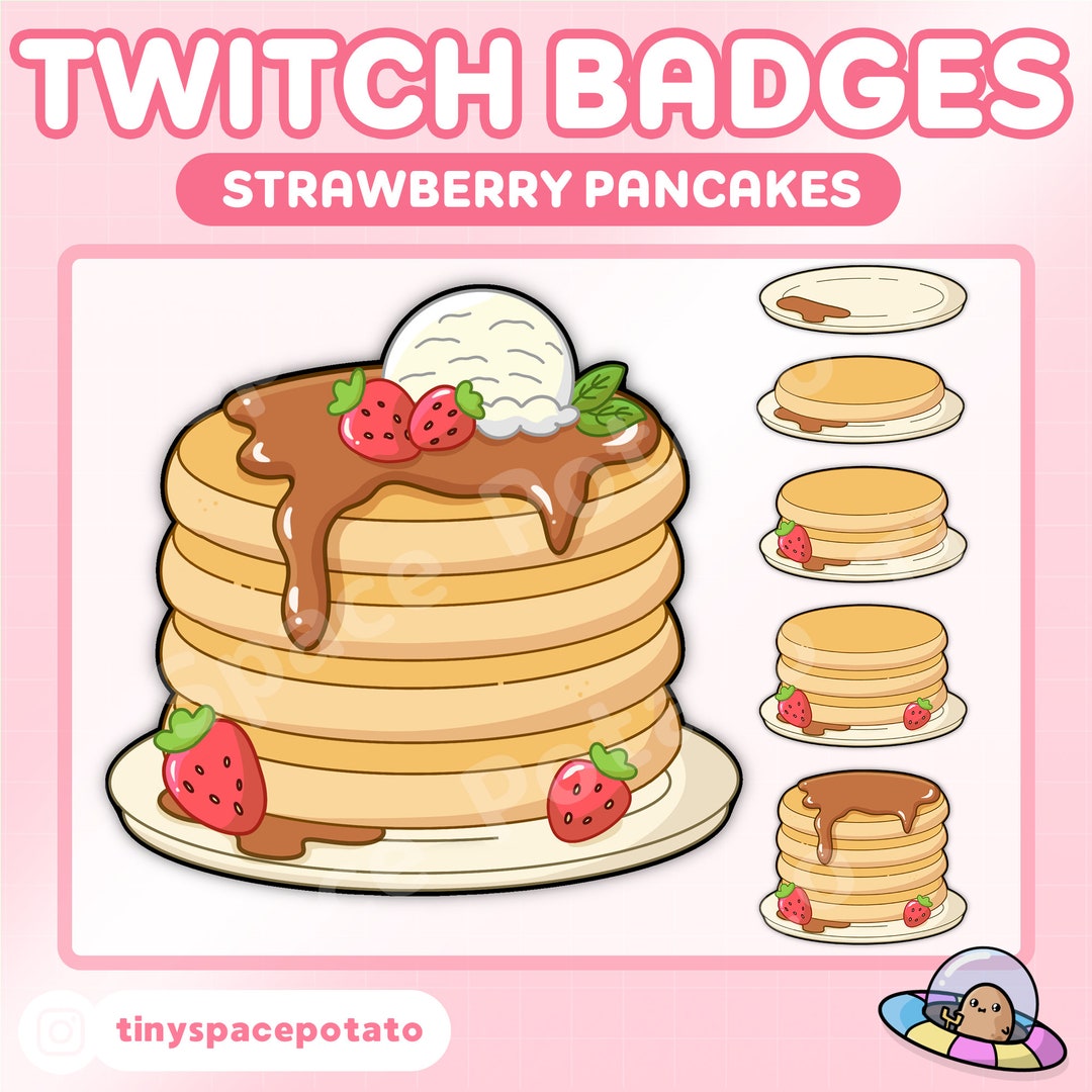 Twitch Sub Badges Strawberry Pancake Stack SET OF 6 Kawaii Twitch Bit ...