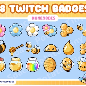 Twitch Sub Badge Honey Bees SET OF 18 Cute Twitch Badges Bee Badge ...