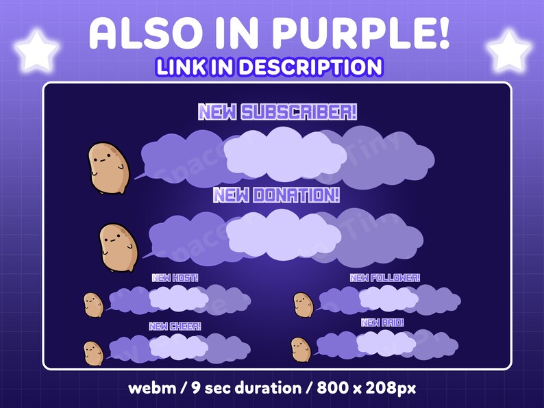 Twitch Alerts Animated Fart Potato WHITE - Funny Animated Stream Alerts ...