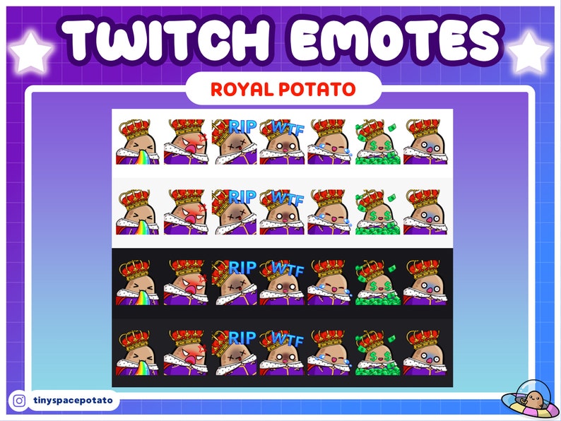 Twitch Emotes Pack Royal Potato (SET OF 15) Emotes Bundle Twitch Emotes ...