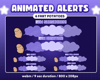 Twitch Alerts Animated Fart Potato WHITE - Funny Animated Stream Alerts ...