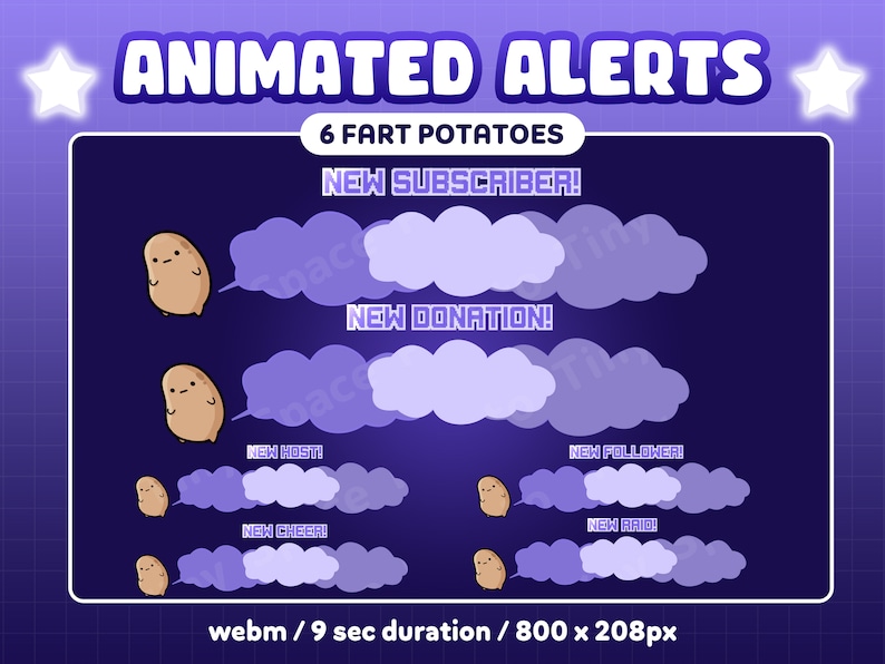 Twitch Alerts Animated Fart Potato - Funny Animated Stream Alerts ...