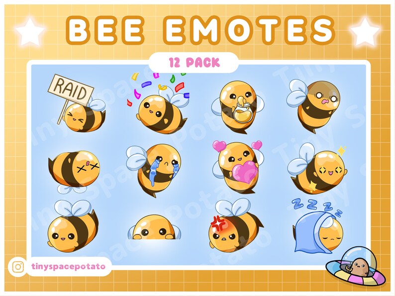 Twitch Emotes Pack Honey Bee SET OF 12 Emotes Bundle Twitch - Etsy