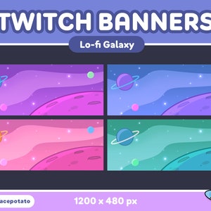 Twitch Banner Lo-fi Galaxy Space SET OF 4 Twitch Banners Custom Cute ...