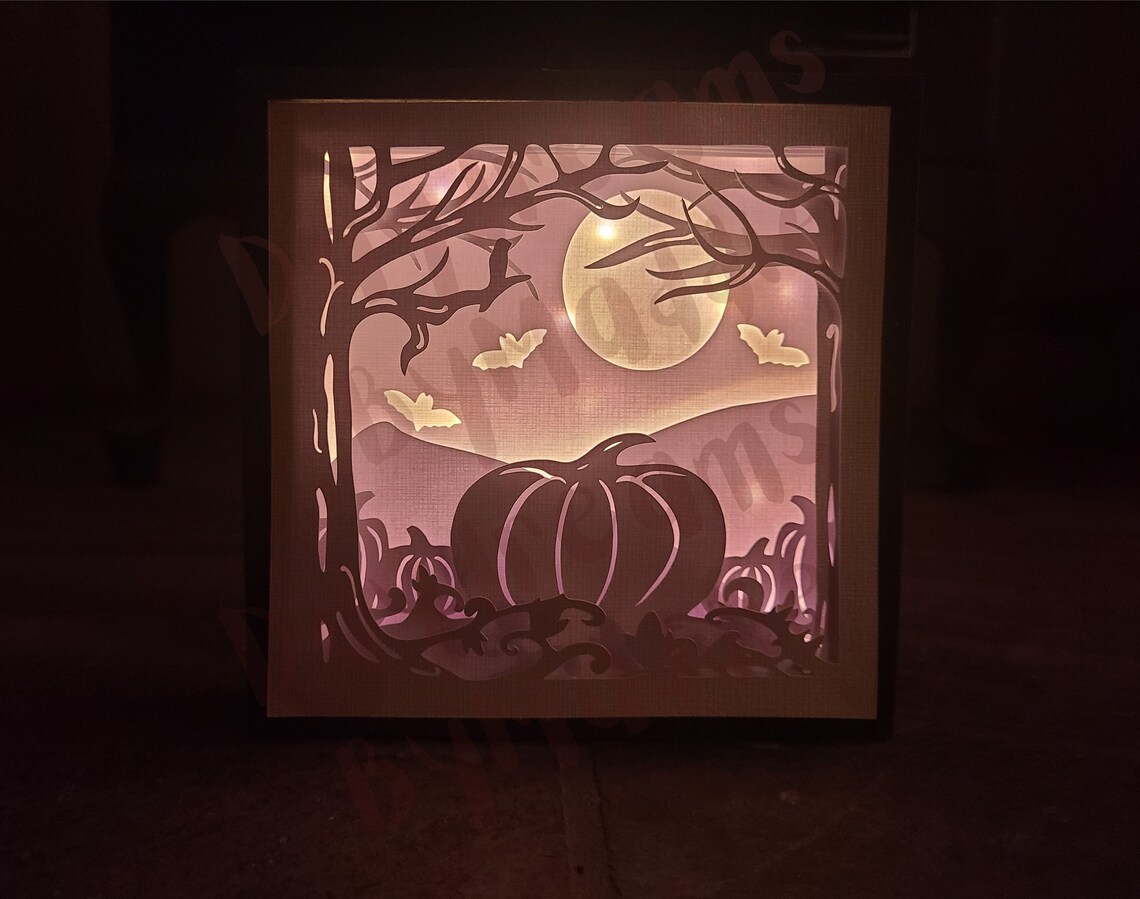 Halloween Pumpkin Shadow Box SVG File Template - Etsy