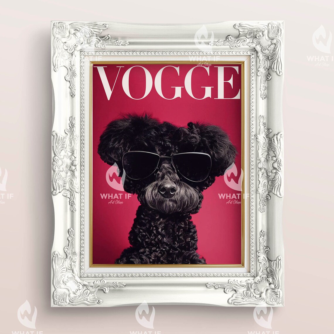 Poodle, Black, Dog, Poodle, Vogue, Cover, Magazine, Glasses, Poster ...
