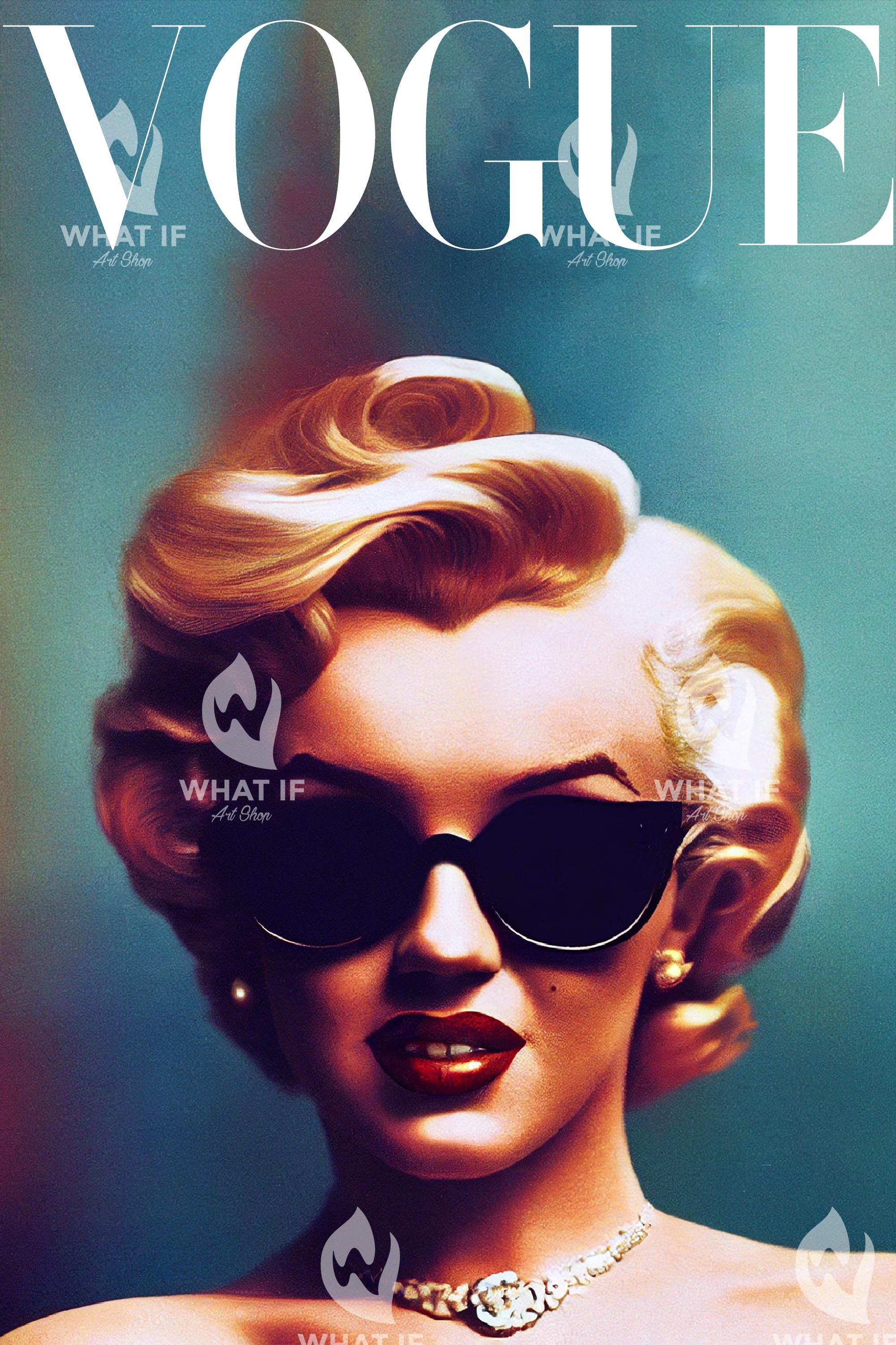 Marilyn Monroe, Vogue, Cover, Magazine, Glasses, Poster, Print, Sketch ...