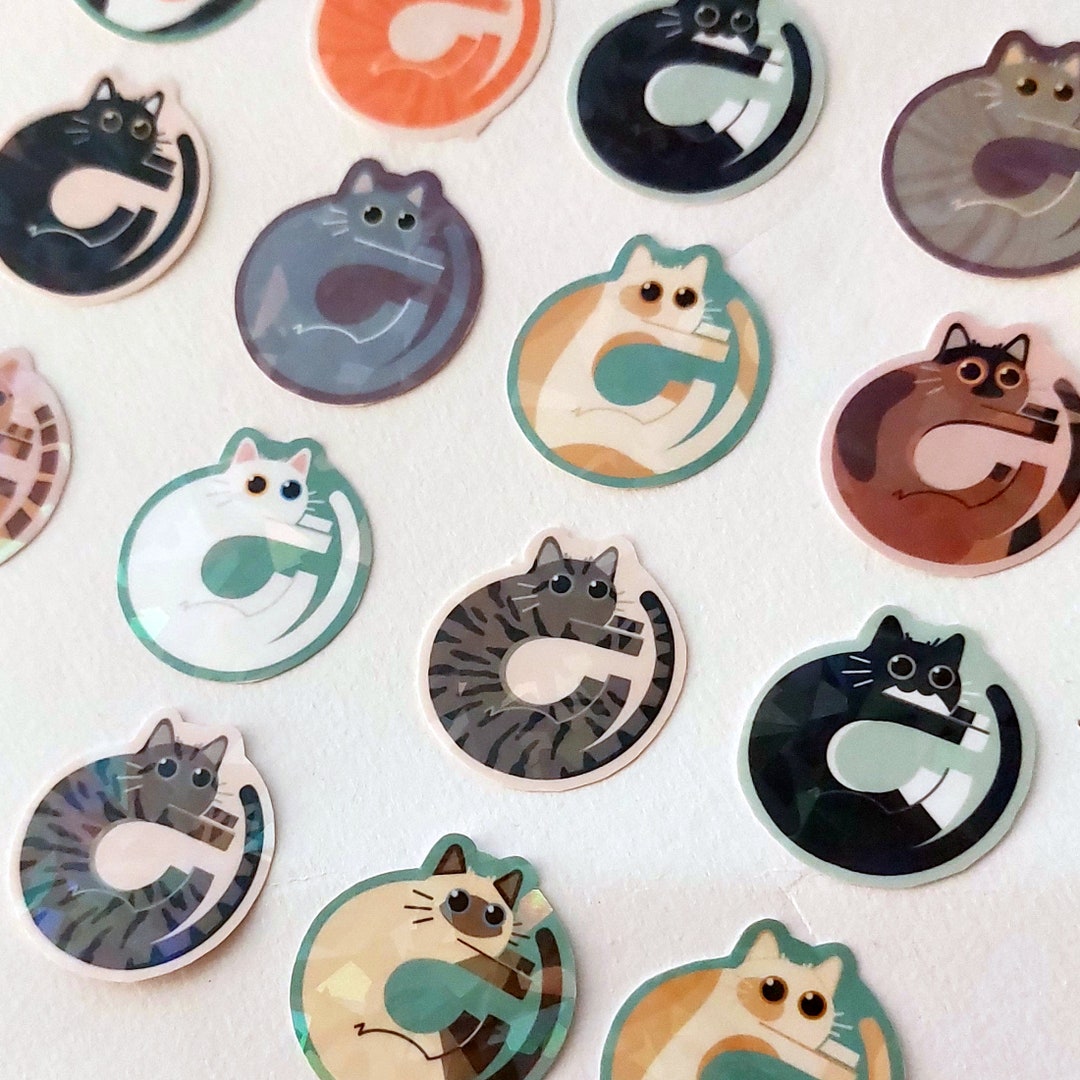 Donut Cat Sticker Bundles | Small Stickers | Bujo | Holographic ...