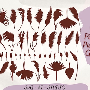 Pampas Grass SVG Cut File for Cricut, Boho Palms Laser Cut, Tropical ...