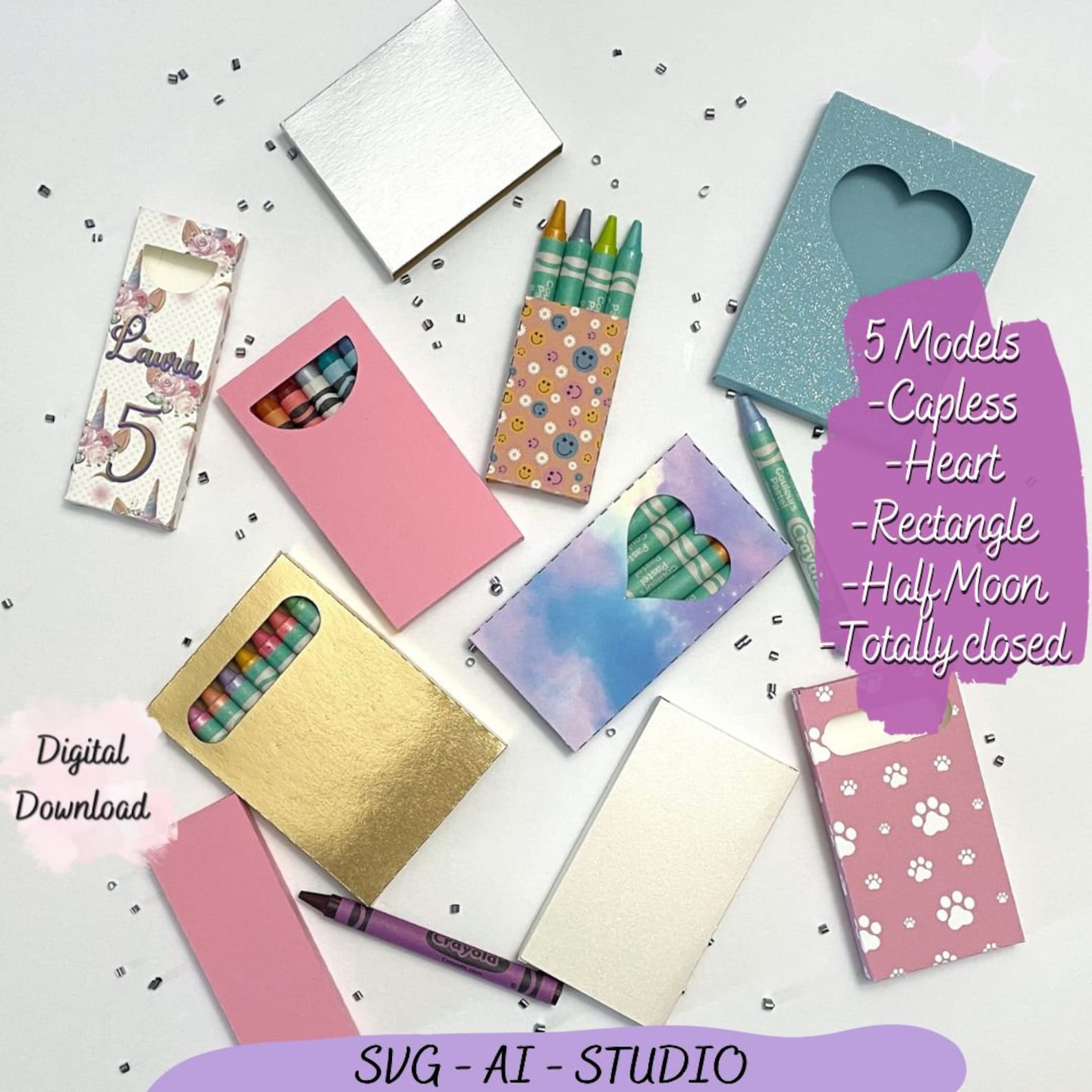 Crayon Box Template SVG Bundle, Gift Box Cut File (digital Download) - Etsy
