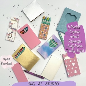 Crayon Box Template SVG Bundle, Gift Box Cut File (digital Download) - Etsy