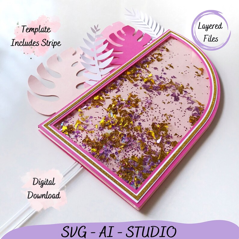 Arch Shaker Cake Topper Template: Tropical Leaves SVG (digital Download ...