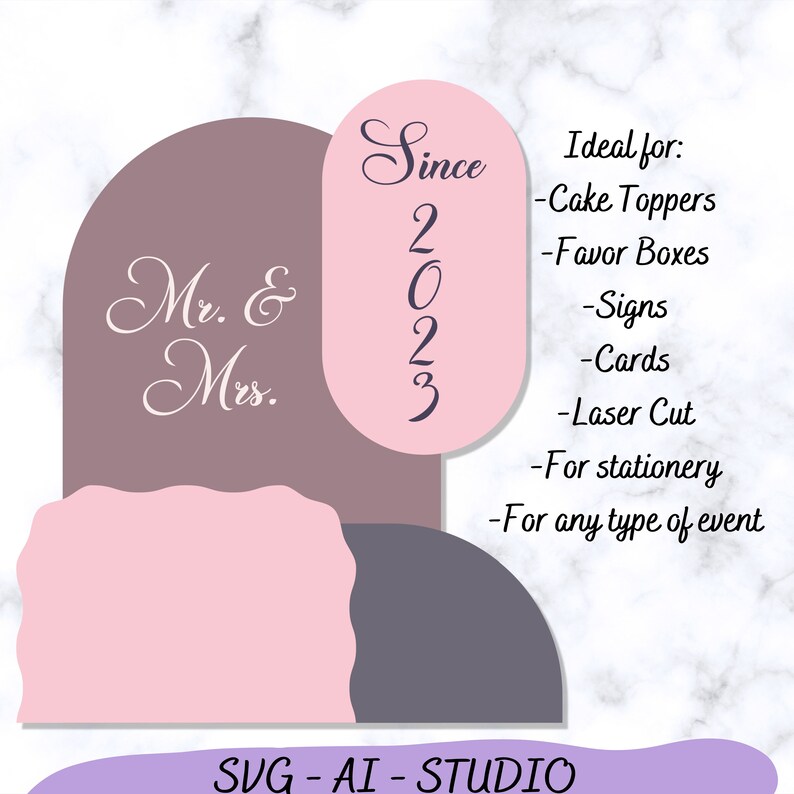 Boho Arch SVG Template: Chiara Wedding Sign, Rainbow Waves (digital ...