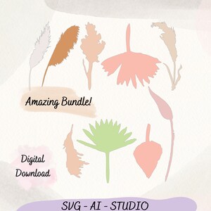 Pampas Grass SVG Cut File for Cricut, Boho Palms Laser Cut, Tropical ...