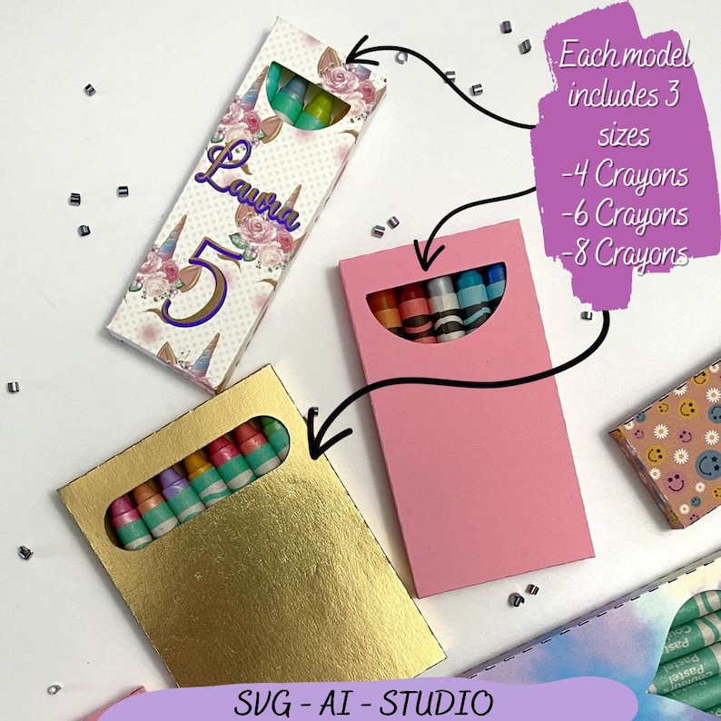 Crayon Box Template SVG Bundle, Gift Box Cut File (digital Download) - Etsy