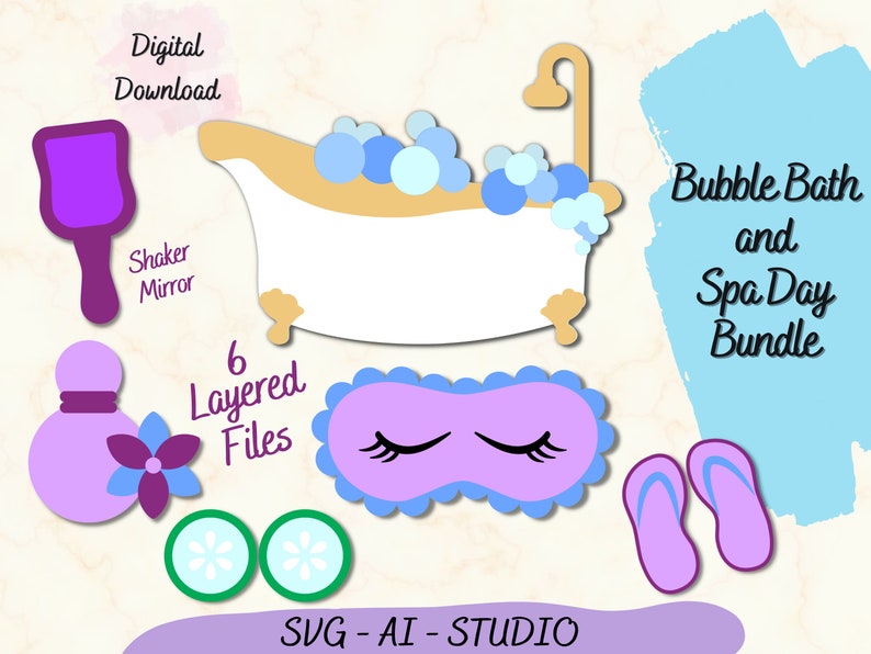 Spa Day SVG Bubble Bath SVG for Cake Toppers Layered Spa - Etsy