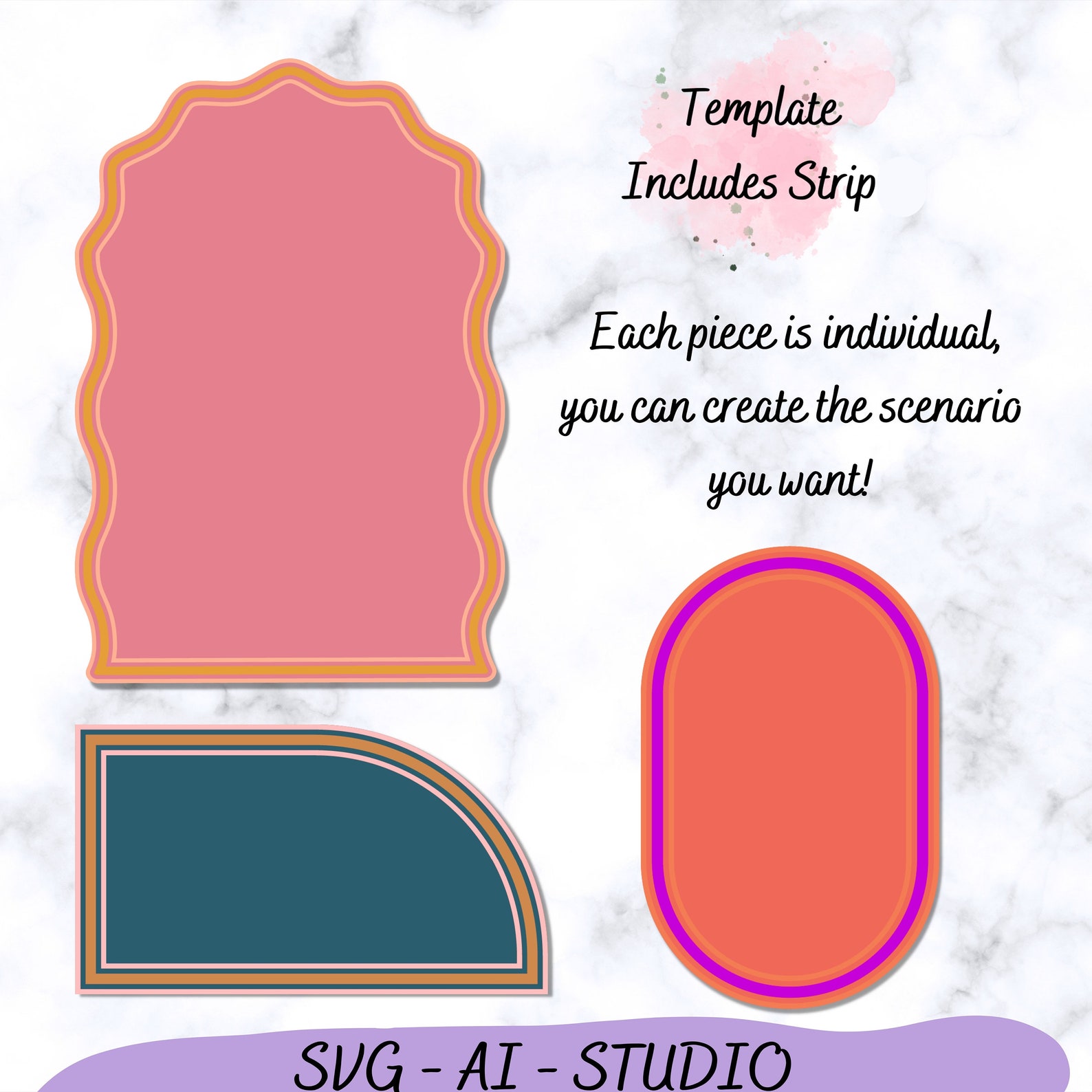 Arch Shaker Template SVG With Strip Boho Chiara Arch Cake - Etsy Canada