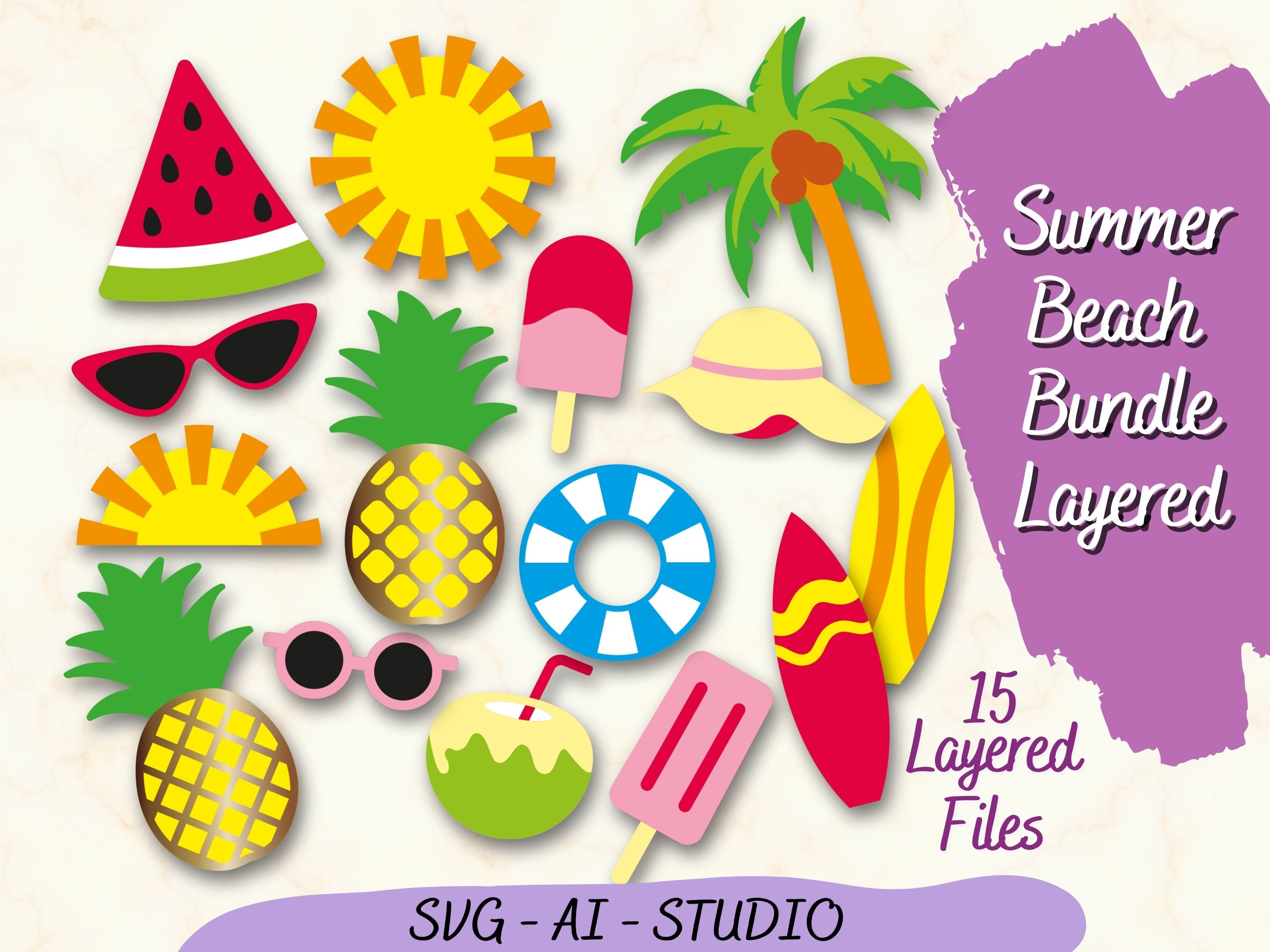 Summer Beach SVG Summer Layered SVG Bundle Beach Pool Party - Etsy Canada