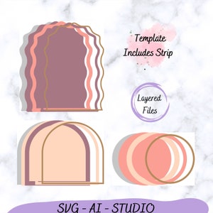 Arch Shaker Template SVG With Strip, Boho Chiara Arch Cake Topper ...