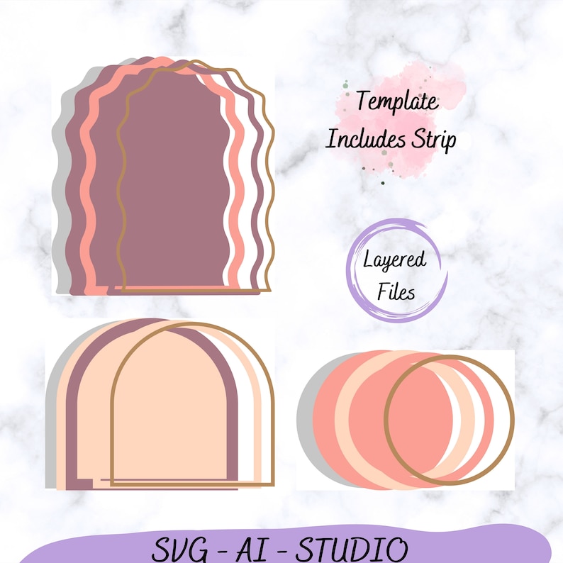 Arch Shaker Template SVG With Strip Boho Chiara Arch Cake - Etsy