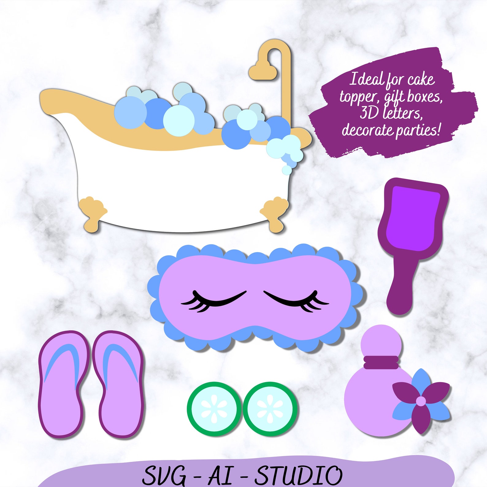 Spa Day SVG Bubble Bath SVG for Cake Toppers Layered Spa - Etsy