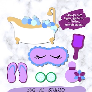 Spa Day SVG, Bubble Bath SVG for Cake Toppers, Layered Spa Salon Party ...